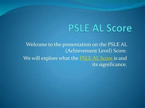 Ppt Psle Al Score Powerpoint Presentation Free Download Id 12481578