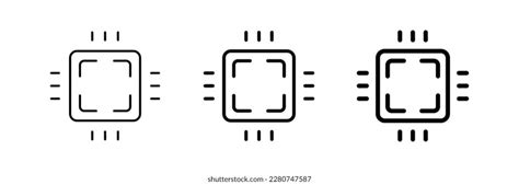 Cpu Icon Set Different Thickness Vector Stock Vector Royalty Free