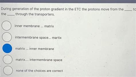 Answered During Generation Of The Proton Gradient In The Etc The Kunduz