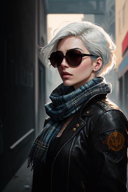 Premium Ai Image A Woman With A Black Leather Jacket And Sunglasses