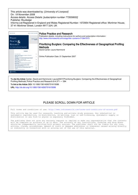 Pdf Prioritizing Burglars Comparing The Effectiveness Of