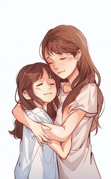 Arte De Dibujos Animados De Anime Japonés De Una Chica Linda Abrazando