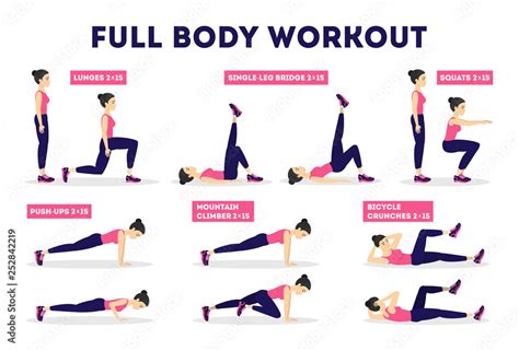 Full Body Workout Set Exercise For Woman Stock Vector Adobe Stock