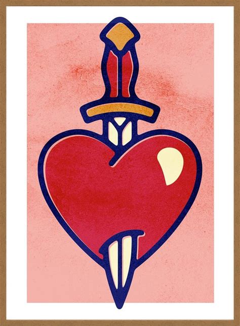 Heart And Dagger Tattoo Style Print Inkanddrop