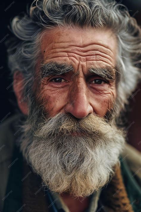 Premium Photo Portrait Of An Old Man With A Long Gray Beard And Mustache