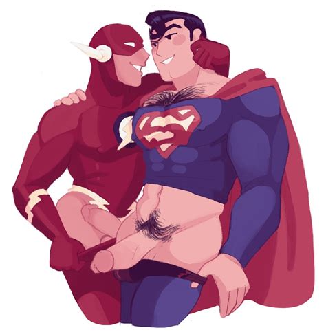 Rule 34 2boys Abs Barry Allen Biceps Clark Kent Clothed Dc Erect