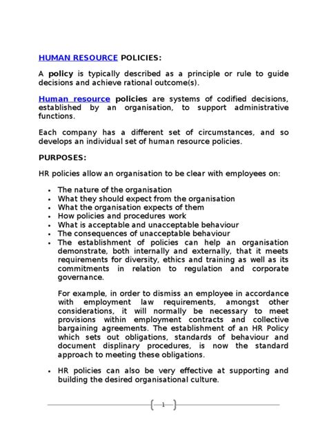 Hr Policy Development And Examples Pdf Policy Human Resource