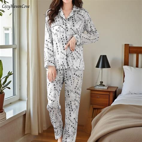 Womens Long Sleeve Loungewear Set Lightweight Cardigan Top And Trousers