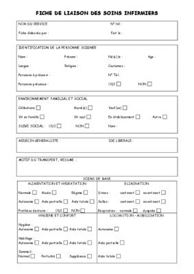 Fiche De Liaison De Soins Infirmier Pdf Notice And Manuel Dutilisation