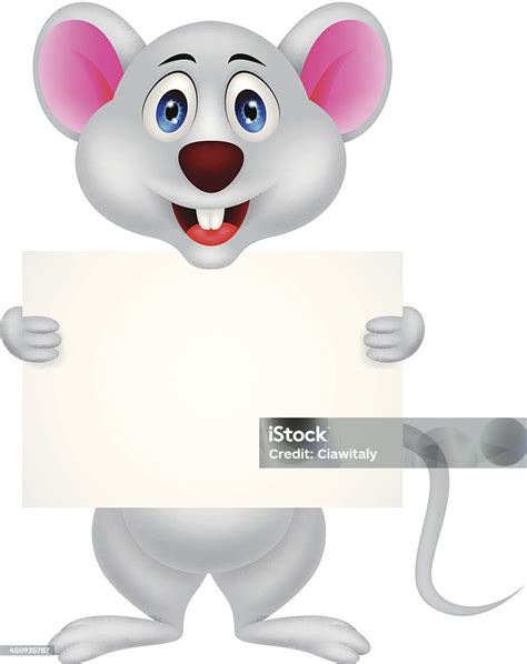 Kartun Mouse Lucu Dengan Tanda Kosong Ilustrasi Stok Unduh Gambar
