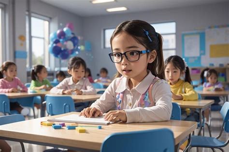 Premium Ai Image Teaching Coding From Kindergarten Futuristic Classroom Initiatives