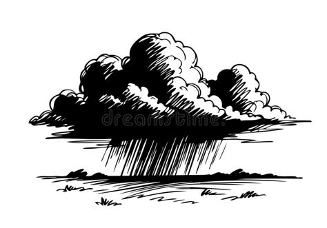 Hand Drawn Monochrome Cartoon Clouds Engraving Cloud Sketch Collection Isolated Vector