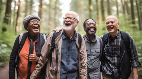 Premium Photo A Group Of Racially Diverse Seniors In Their 70s Hiking