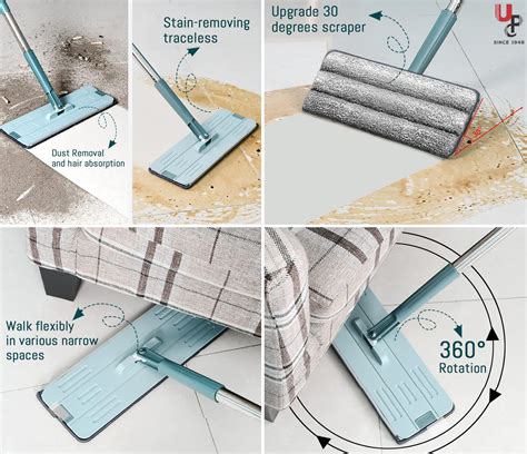 Upc Green Upgraded Hands Free Squeeze Microfiber Flat Mop System 360