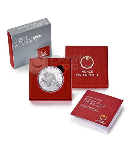 Tertiary Life In The Ground Tertiar Prehistoric Life Silver Coin 20€ Euro Austria 2014
