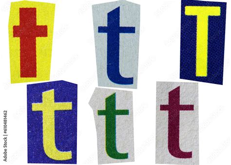 Letter T Magazine Cut Out Font Ransom Letter Isolated Collage