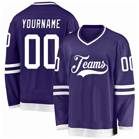 Custom Purple White Hockey Jerseywincustomfashion Baseball Jerseys