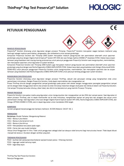Ifu Thinprep Preservcyt Vial And Brush Bahasa Indonesia Pdf