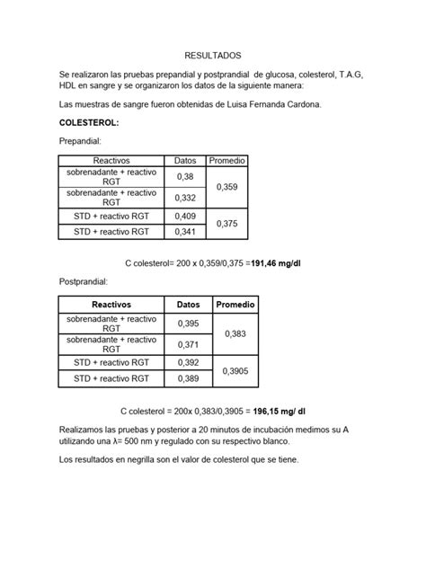 Colesterol Y Tag Pdf Hipercolesterolemia Colesterol