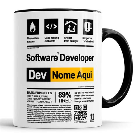 Caneca Software Developer Desenvolvedor De Software Com Nome