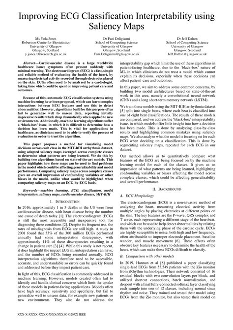 Pdf Improving Ecg Classification Interpretability Using Saliency Maps