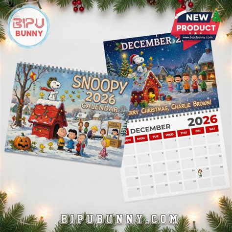 Snoopy Wall Calendar 2026 Bipubunny Store