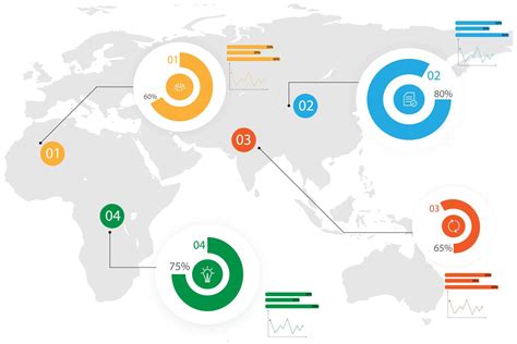 Abstract Elements Infographic Circle Ring Radial Shape Data And World Map Vector Template