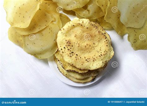 Rice Papad Jeera Cumin Seeds Khichiya Papad Isolated On White