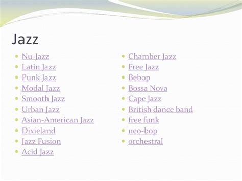 Types Of Jazz Music Styles At Maddison Westacott Blog
