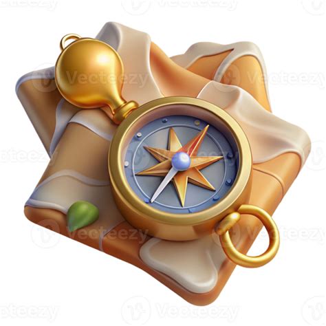 Serene Minimalist Compass And Map For Navigation Isolated For Hiking
