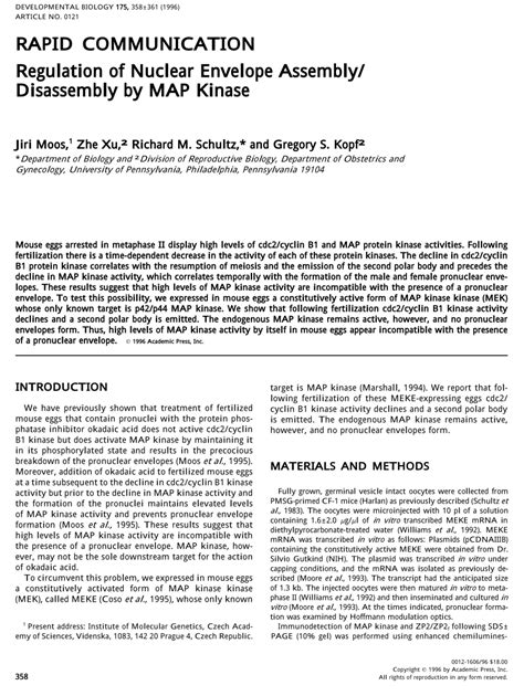 Pdf Regulation Of Nuclear Envelope Assemblydisassembly By Map Kinase