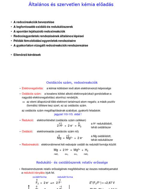Redoxi Reakciok 2023 Pdf