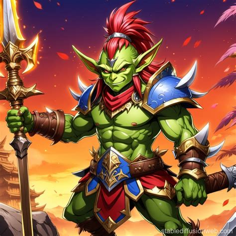 Goblin Barbarian Drawed In Comix Style With Two Handedd Sword Prompts