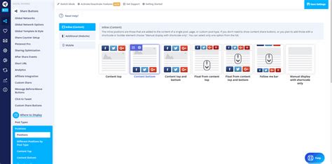 How To Activate Deactivate Automatic Share Button Positions