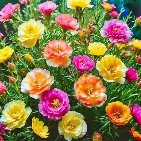 Portulaca Grandiflora Flowering Plant Live Mixed Colour Table Rose