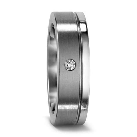 Single Slit Band With Diamond Titanium Ring Tailored Jewel