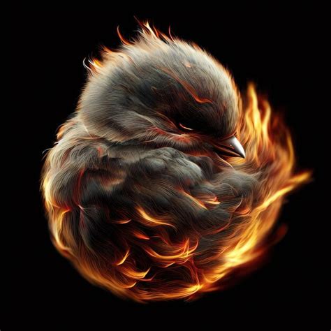 Premium Ai Image A Bird With A Flame On It Is Lit Up With Flames