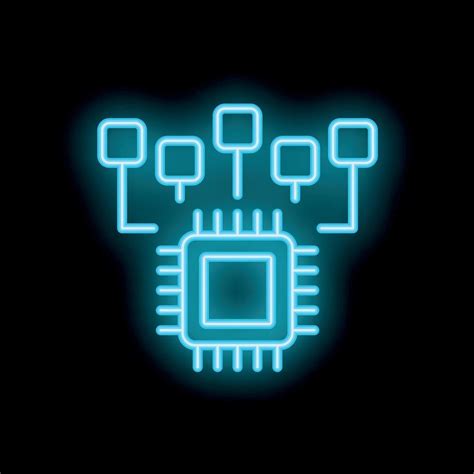 Neon Blue Cpu Microchip Connecting To Multiple Devices 52900192 Vector