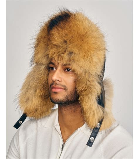 Raccon And Lamb Leather Trapper Hat