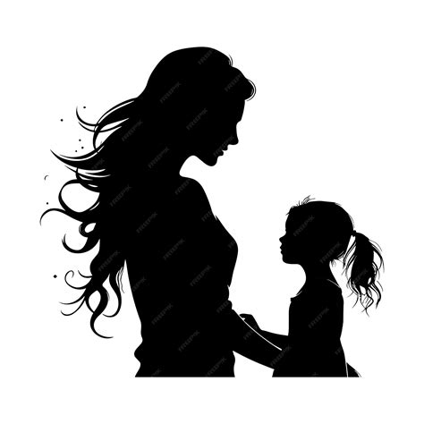 La Silueta De La Madre Y El Bebé En Blanco Y Negro Vector Premium