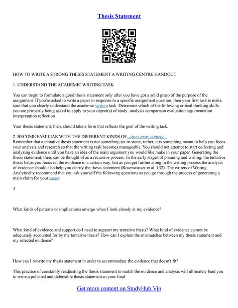 Process Essay Thesis Statement Thesis Statement How To Write A Strong