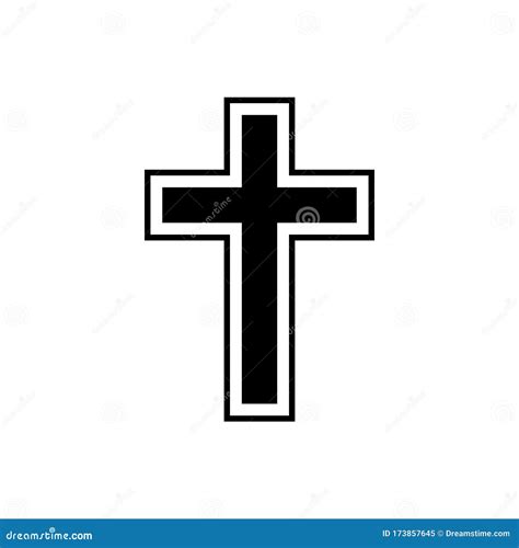 Christian Cross Outline Icon Isolated Symbol Logo Illustration For