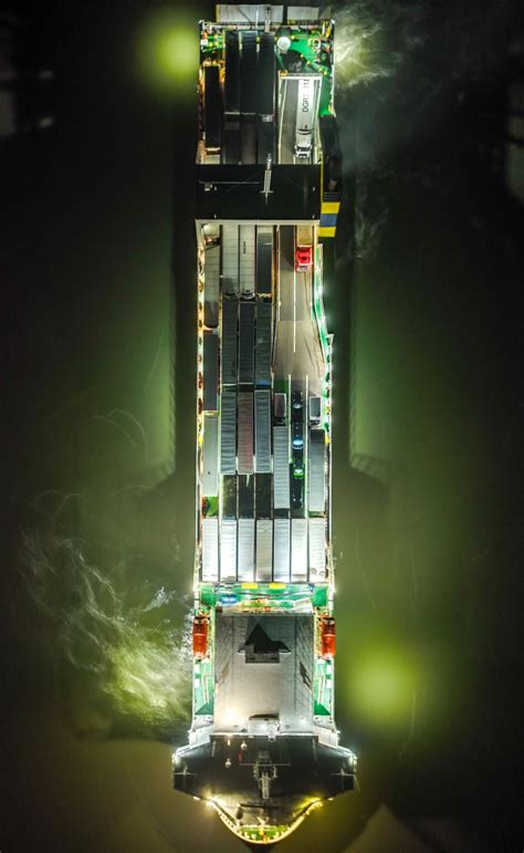 Cldn Roro Ltd Seatruck Point From Above Arriving Into Warrenpoint Port From Heysham Fully Loaded
