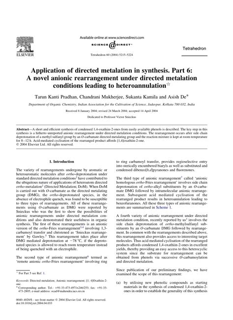 Pdf Application Of Directed Metalation In Synthesis Part 6 A Novel