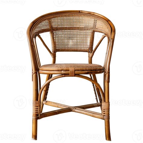 Rattan Chair Front View Full Length Isolate On Transparency Background