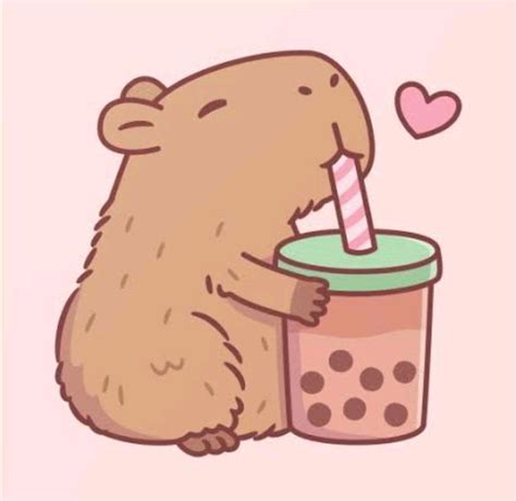 Capibara Tomando Tapioca Capybara Art Prints Bubble Tea