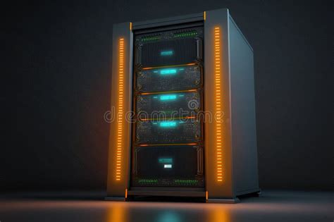 Data Center Server Equipment With Flickering Light Generative Ai Stock Illustration
