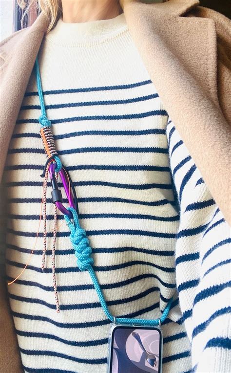 Phone Necklace XL N032 Mode Turquoise Paracorde