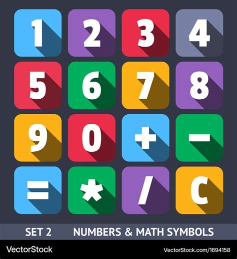 Flat Numbers And Mathematical Symbols Royalty Free Vector