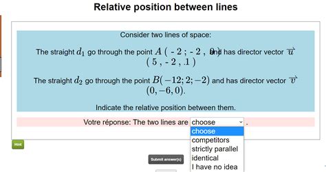 Solved Relative Position Between Lines Consider Two Lines Of Chegg Com